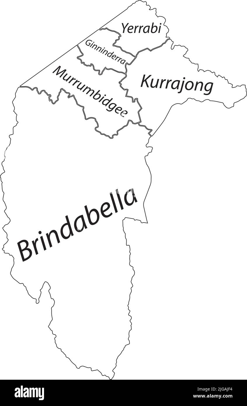 White tagged map of electorates of AUSTRALIAN CAPITAL TERRITORY Stock ...