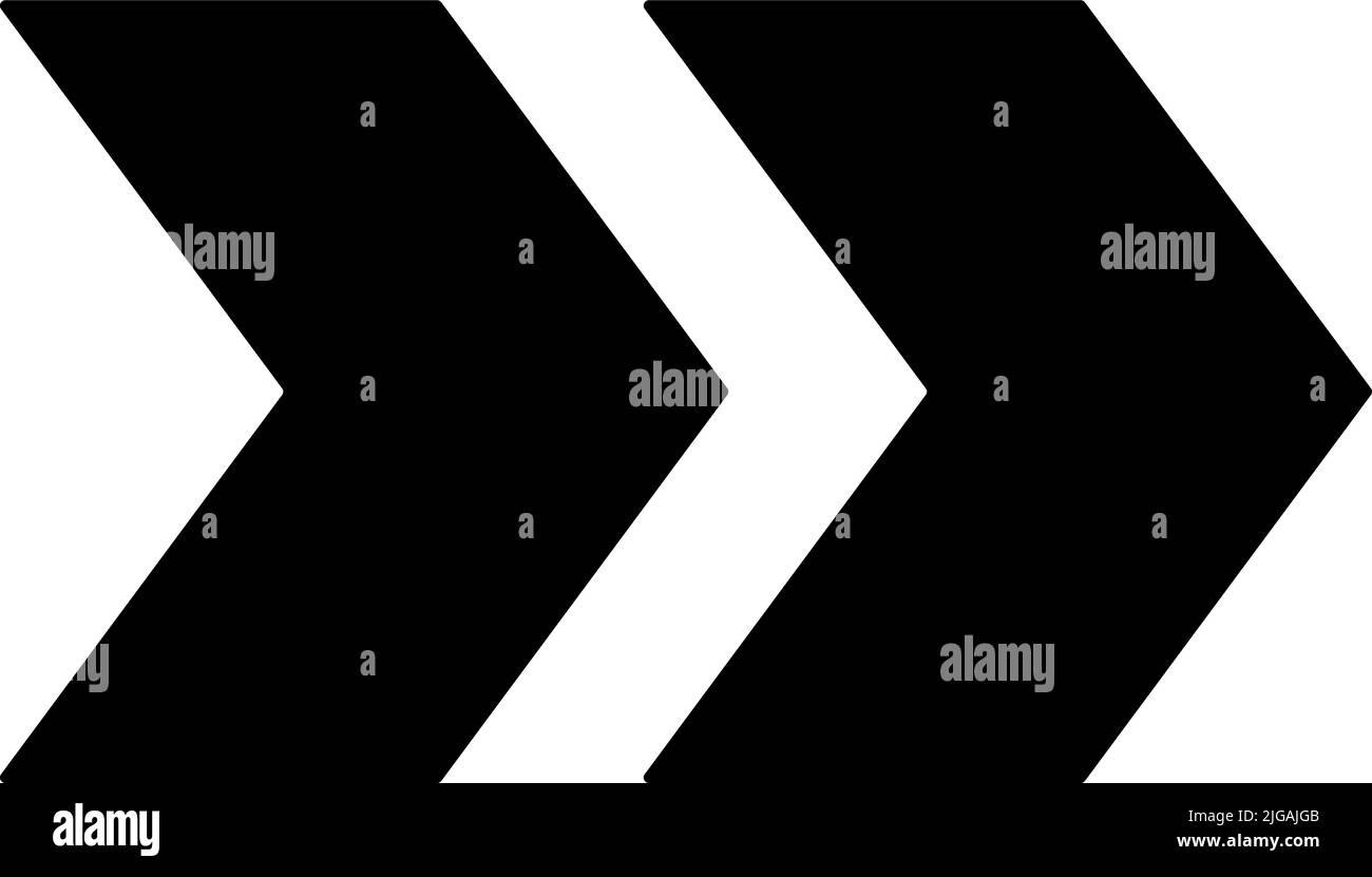 Two arrows to the right icon. Simple glyph, flat vector of arrows icons ...