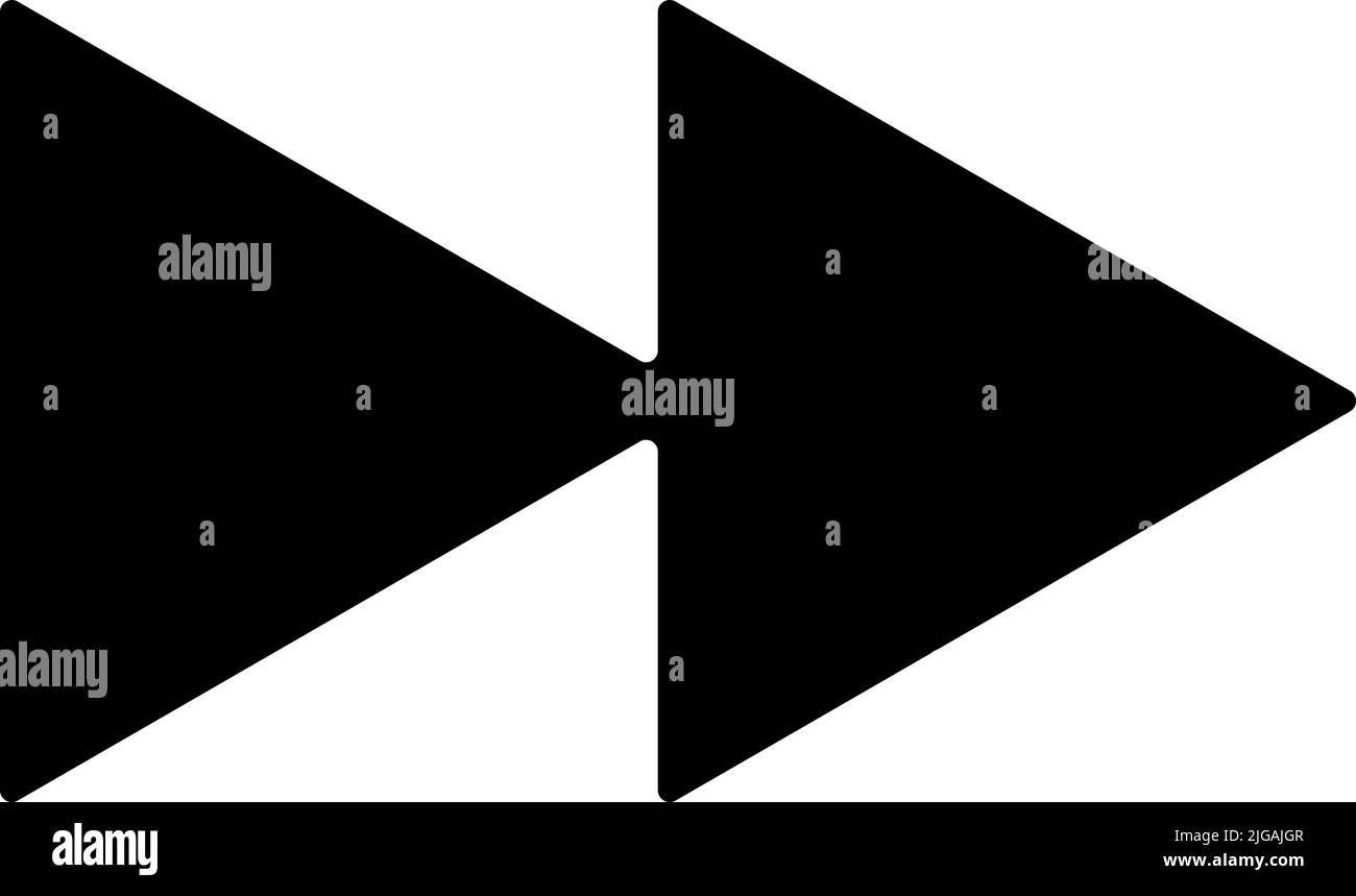 Two arrows to the right, rewind icon. Simple glyph, flat vector of ...