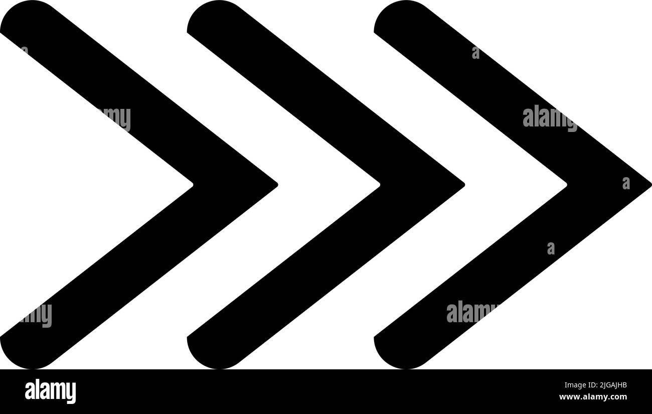 Three arrows to the right icon. Simple glyph, flat vector of arrows ...