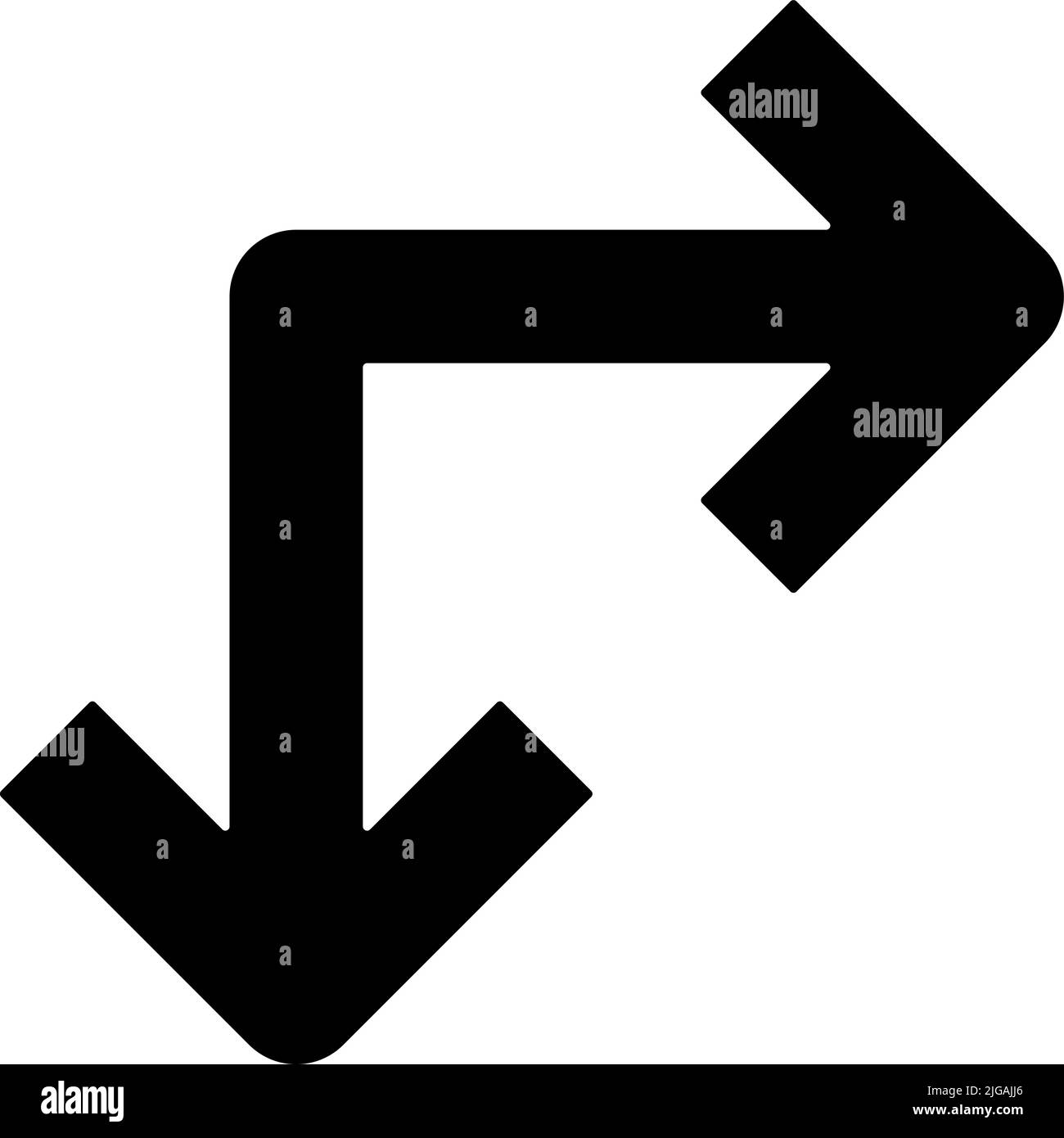 Down and right arrows icon. Simple glyph, flat vector of arrows icons ...