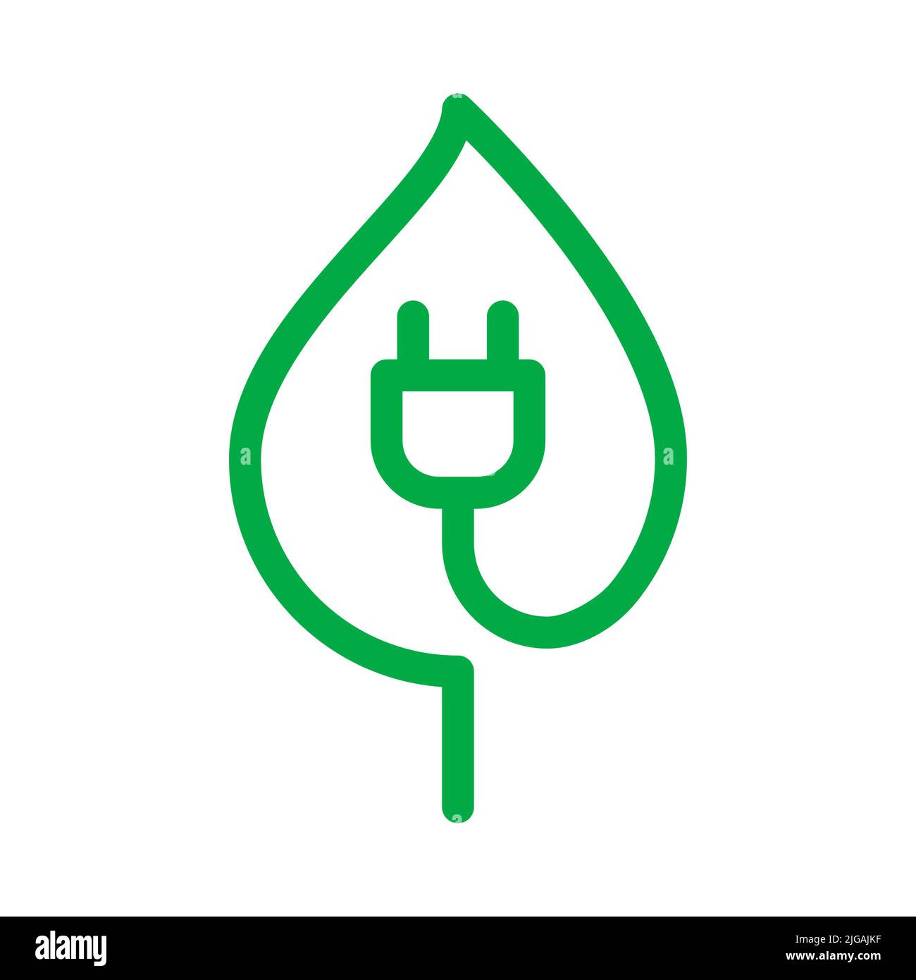 Leaf plug line icon. Green energy. Biofuel concept. Sustainable energy ...