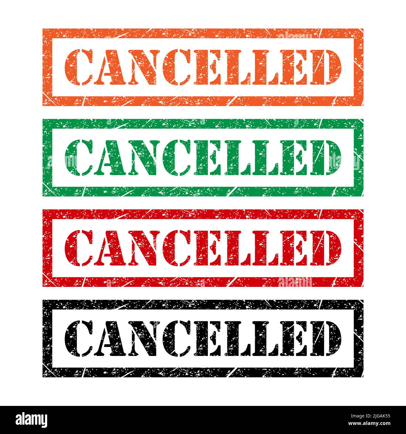 Set of Cancelled stamp symbol, label sticker sign button, text banner ...