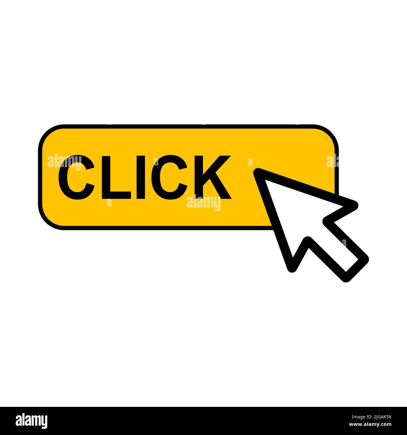 Click here web button, internet flat pointer design, press link vector ...