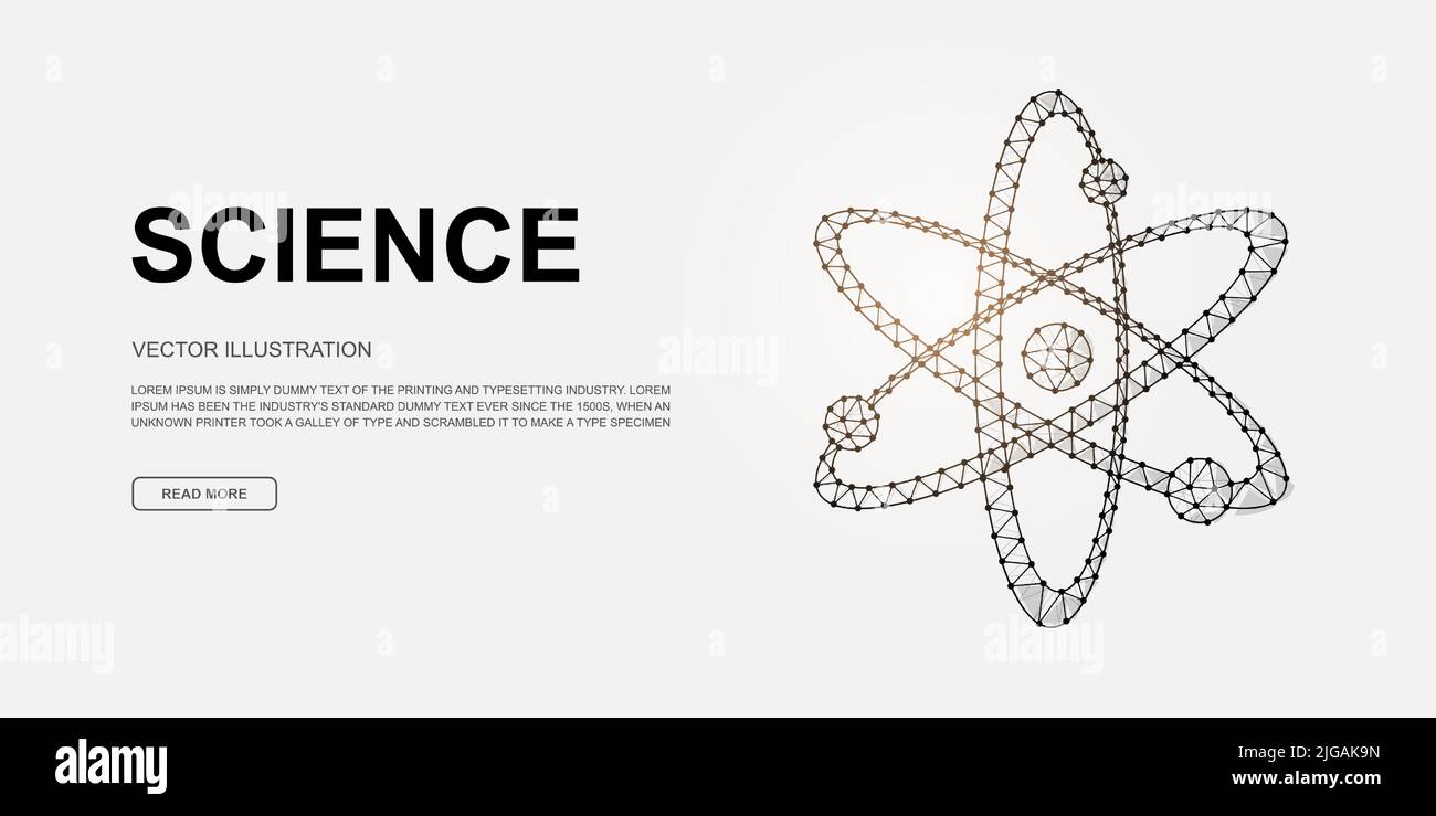 Atom 3d low poly symbol for landing page template. Atomic neutron ...