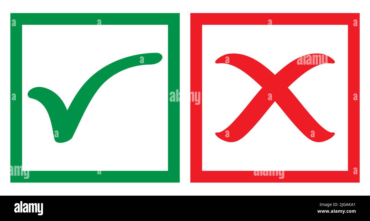 Set of Check and cross mark, yes and no symbol vector illustration, bad good choice Stock Vector ...