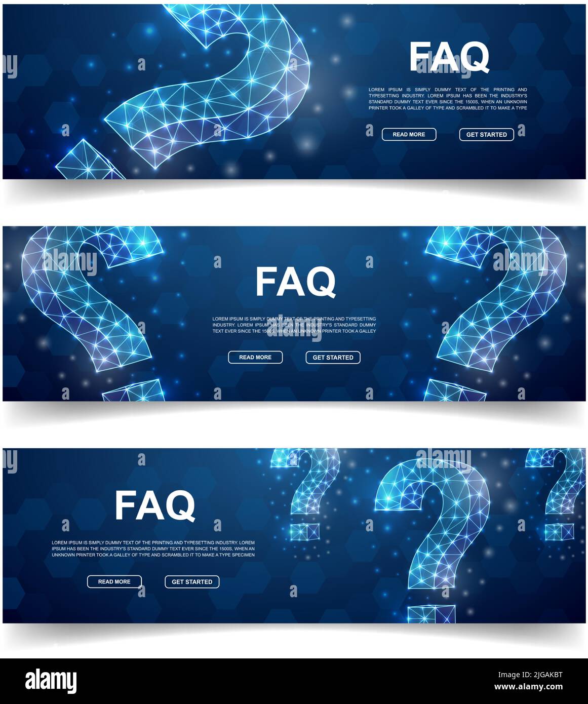 Set of three Question mark horizontal banners. Horizontal illustration ...