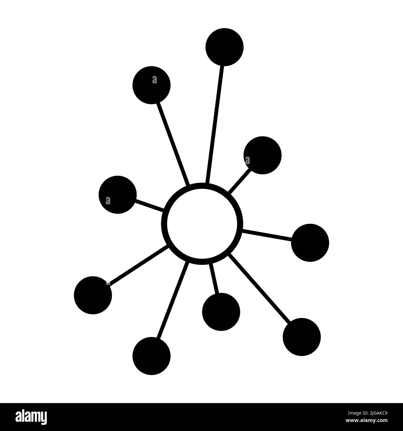 Hub Flat Network Icon Connect Structure Vector Symbol Isolated On White Background Technology