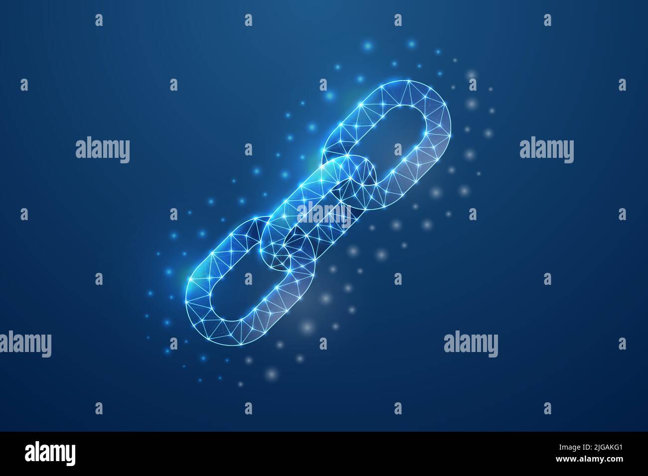 Chain 3d symbol in blue low poly style. Chainlink, hyperlink, cooperation design concept ...