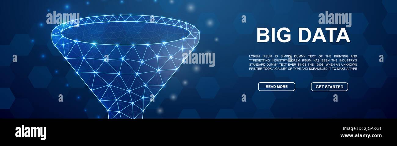 Funnel 3d low poly symbol for head promotion banner. Data filter design illustration concept ...