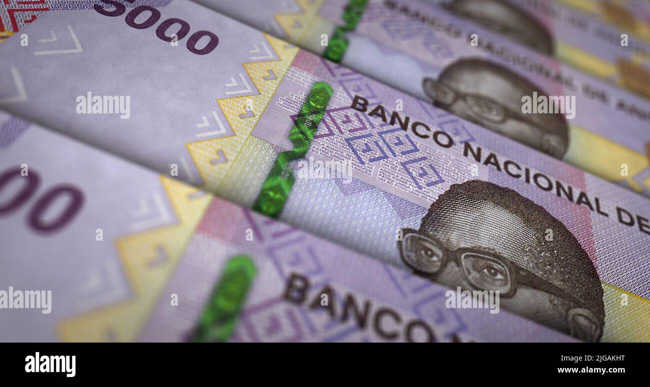 Angolan Kwanza money pack 3d illustration. AOA banknote bundle stacks ...