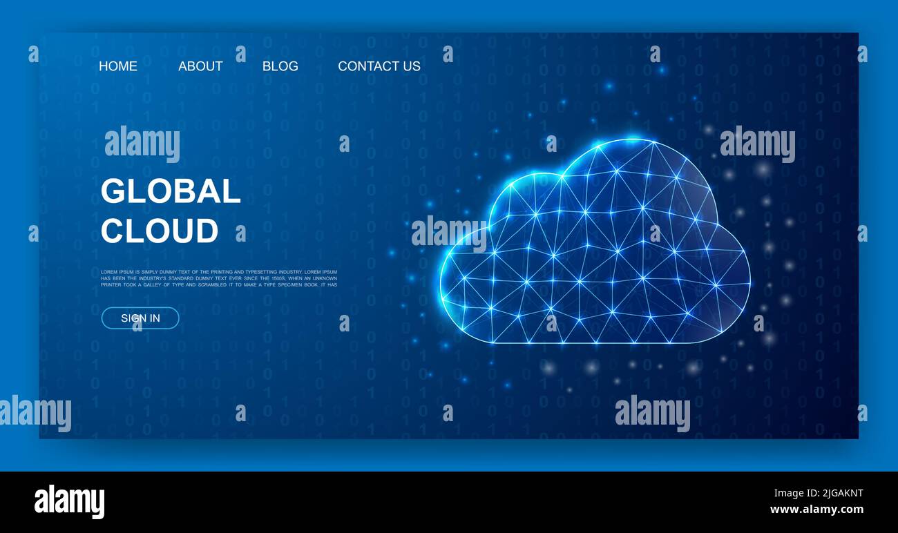 Cloud 3d polygonal website template. Database design illustration ...
