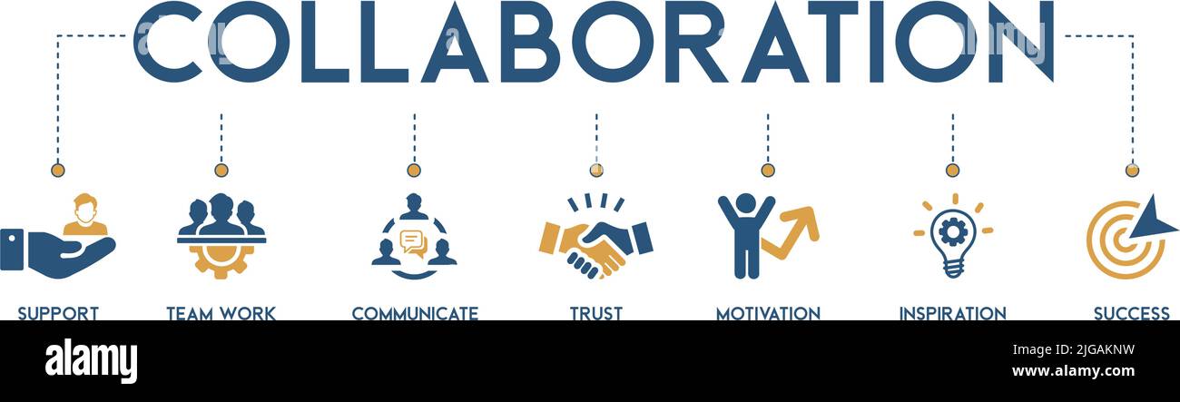 Collaboration banner web icon vector illustration concept for teamwork ...