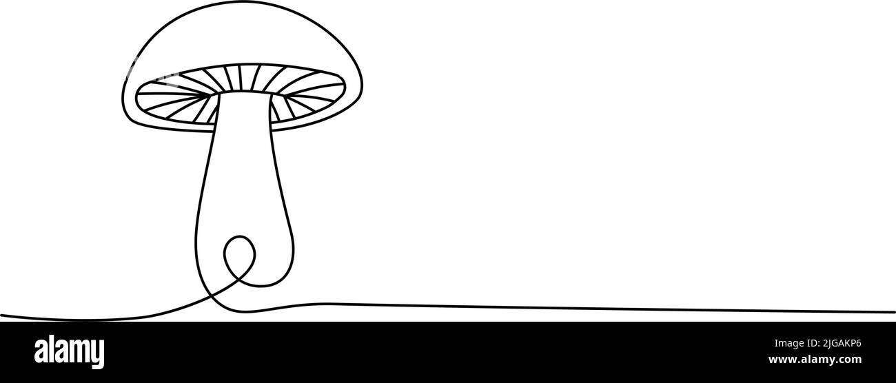 Mushroom one line continuous drawing. Mushroom continuous one line ...