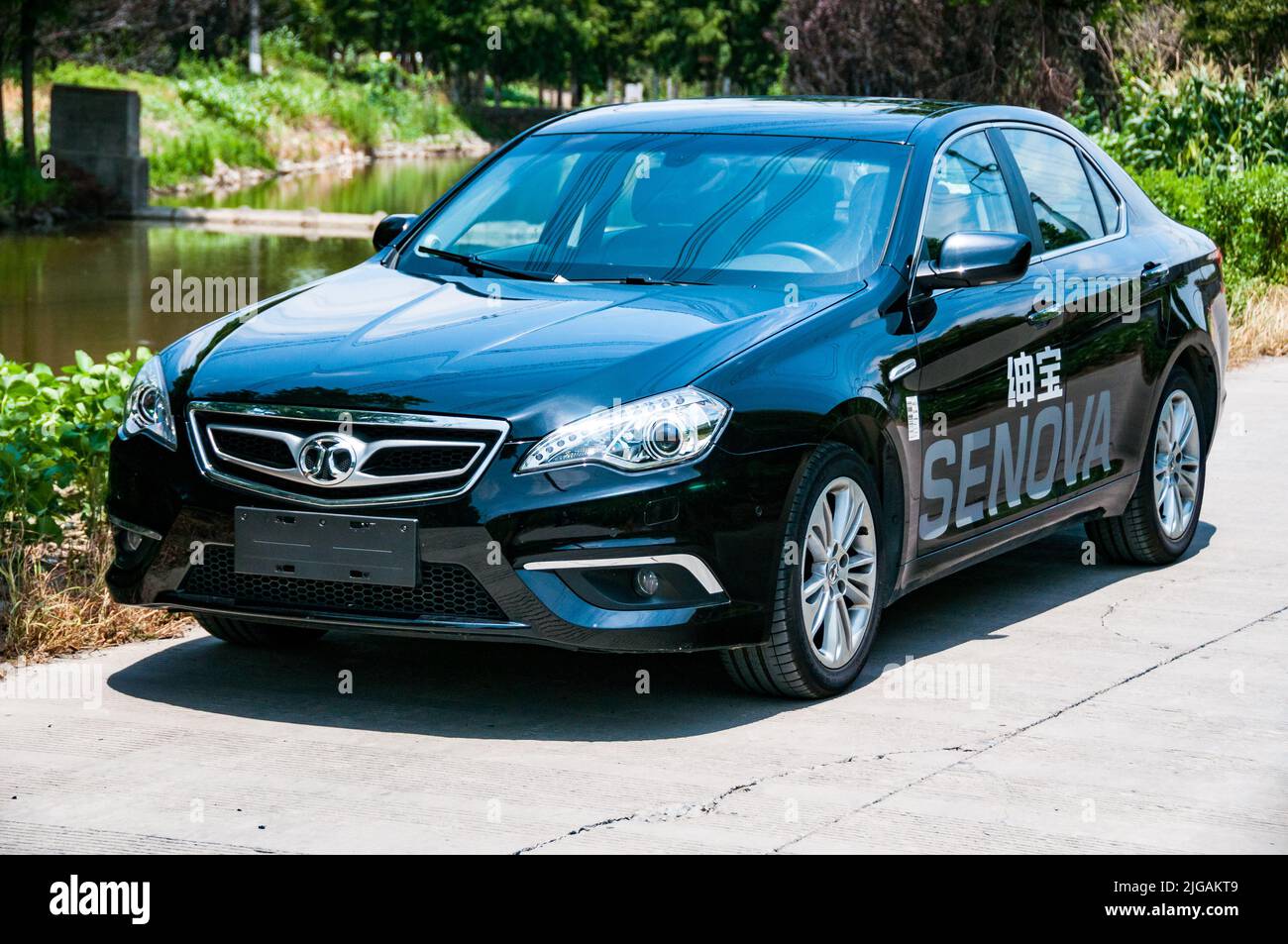 Senova D70 car photographed on a test drive in Pudong District ...