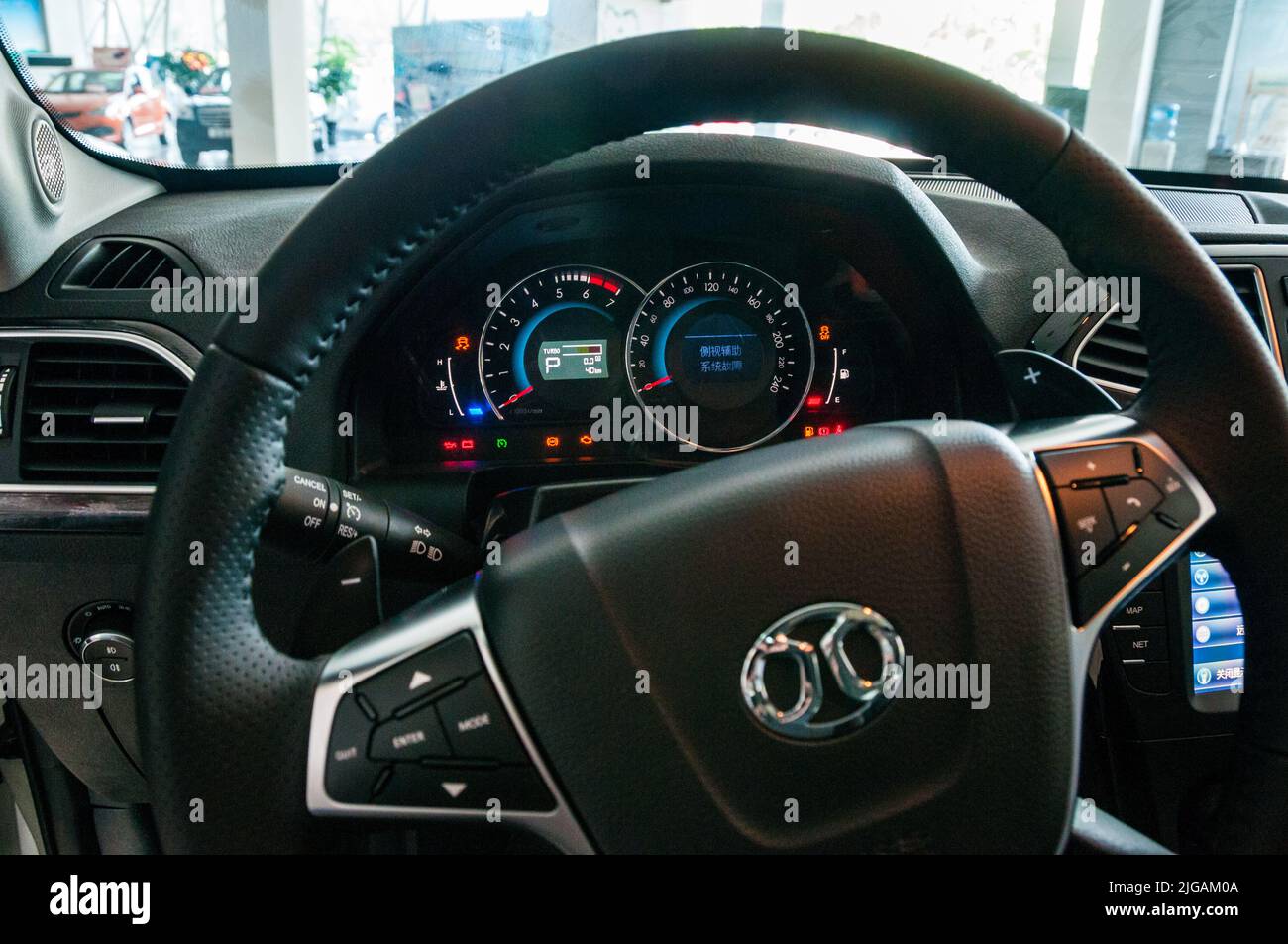 Senova D70 interior photographed at a BAIC dealer in Pudong District ...