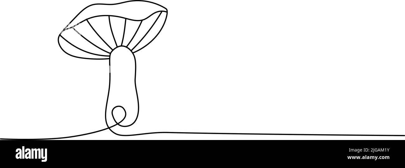 Mushroom one line continuous drawing. Mushroom continuous one line ...