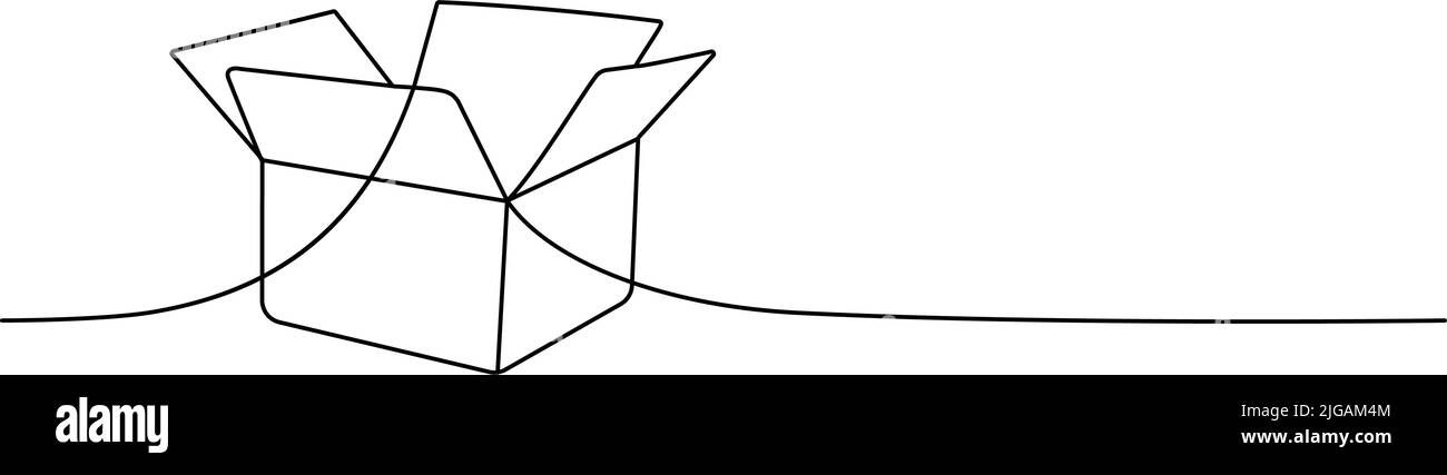 Carton box one line continuous drawing. Cardboard box continuous one ...