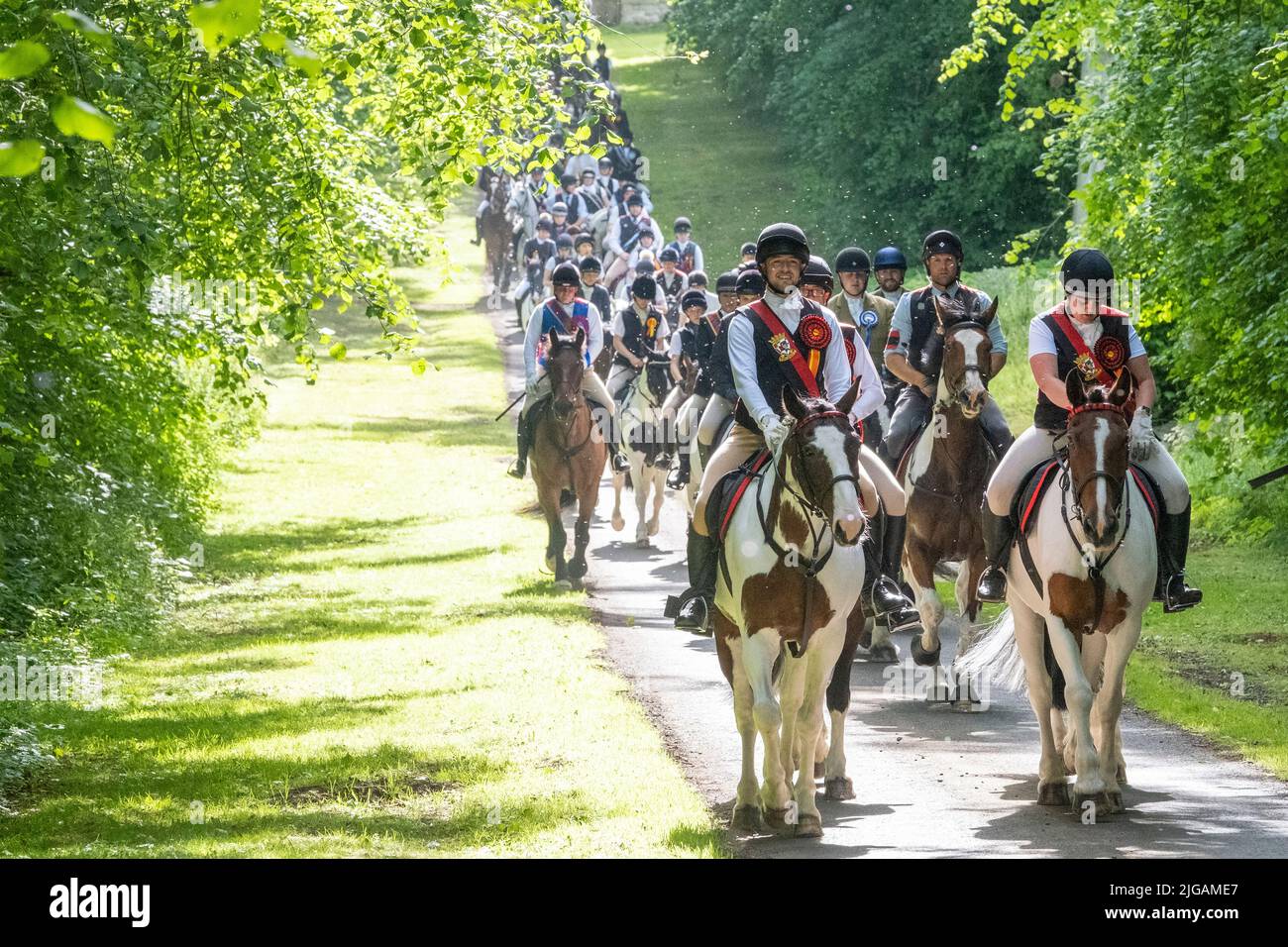 Duns, UK. 9th July 2022. The Duns Reiver and Lass, led by a Marshall ...