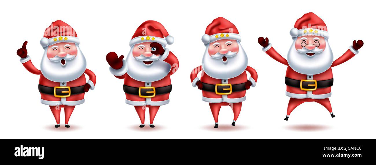 Santa claus characters vector set design. Santa claus christmas ...