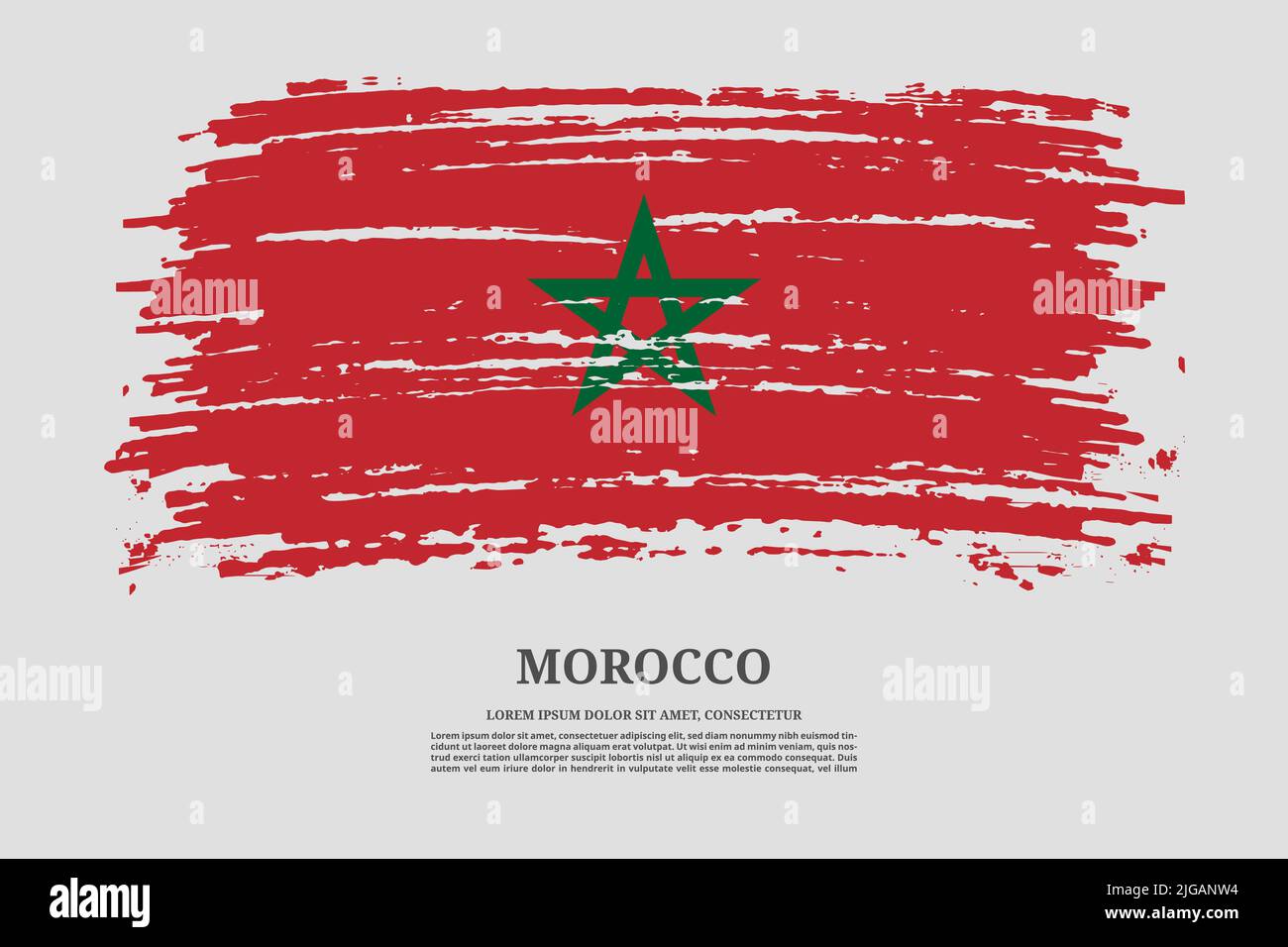 Morocco flag with brush stroke effect and information text poster ...