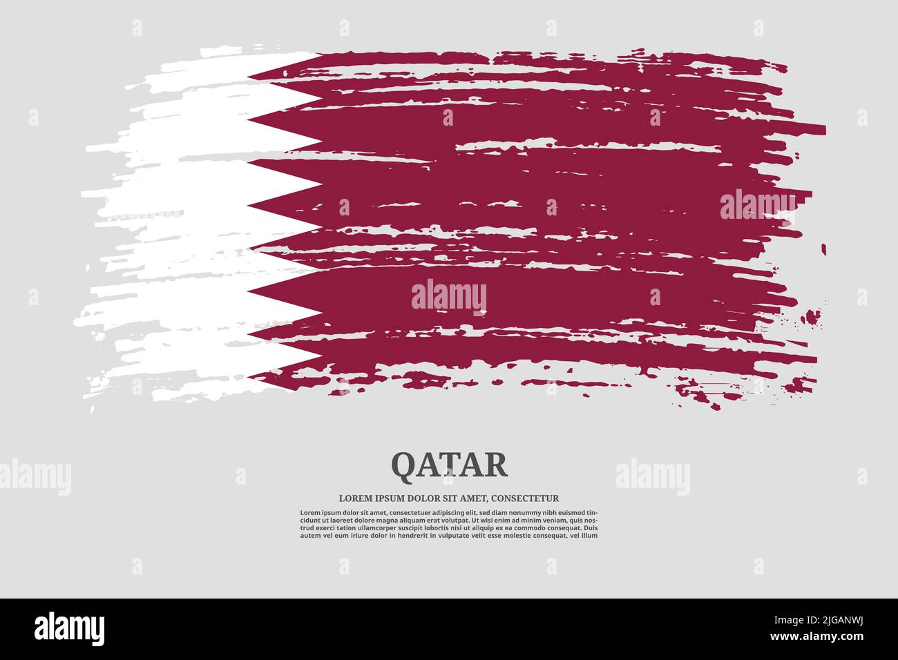 Qatar flag with brush stroke effect and information text poster, vector ...