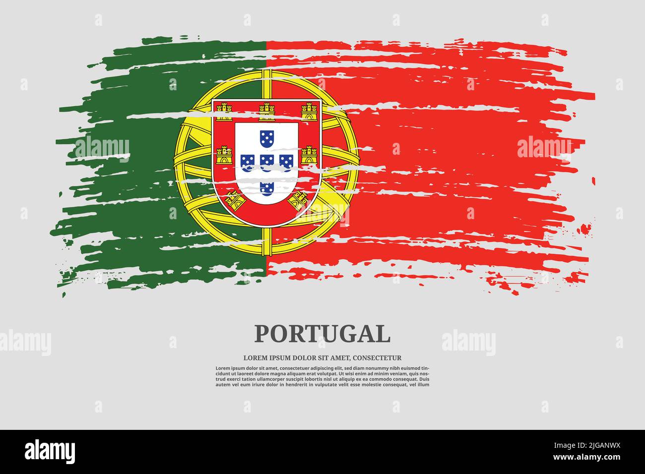 Portugal flag with brush stroke effect and information text poster ...