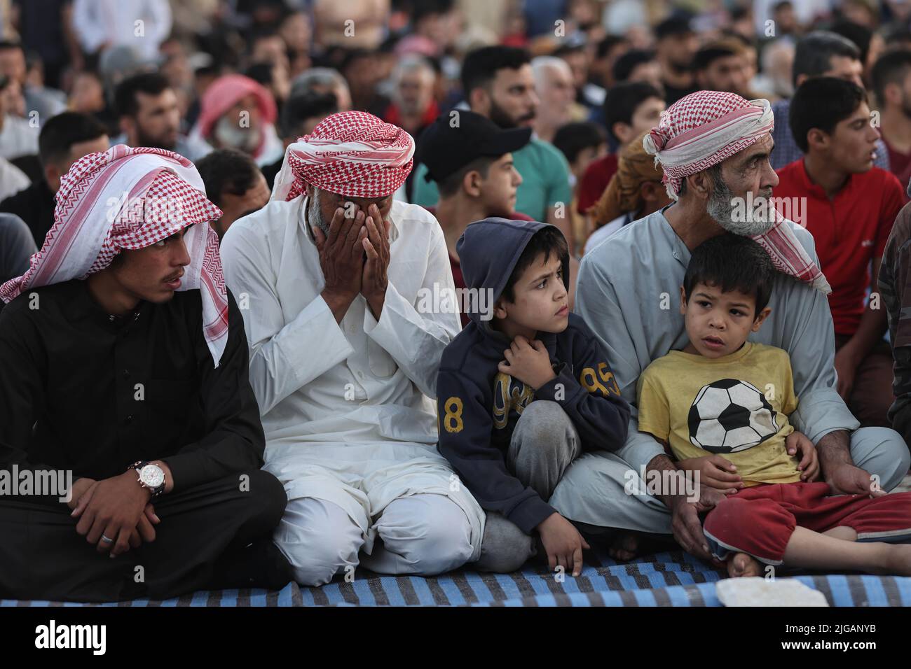 Idlib City, Syria. 09th July, 2022. Syrian Muslims perform Eid al-Adha ...