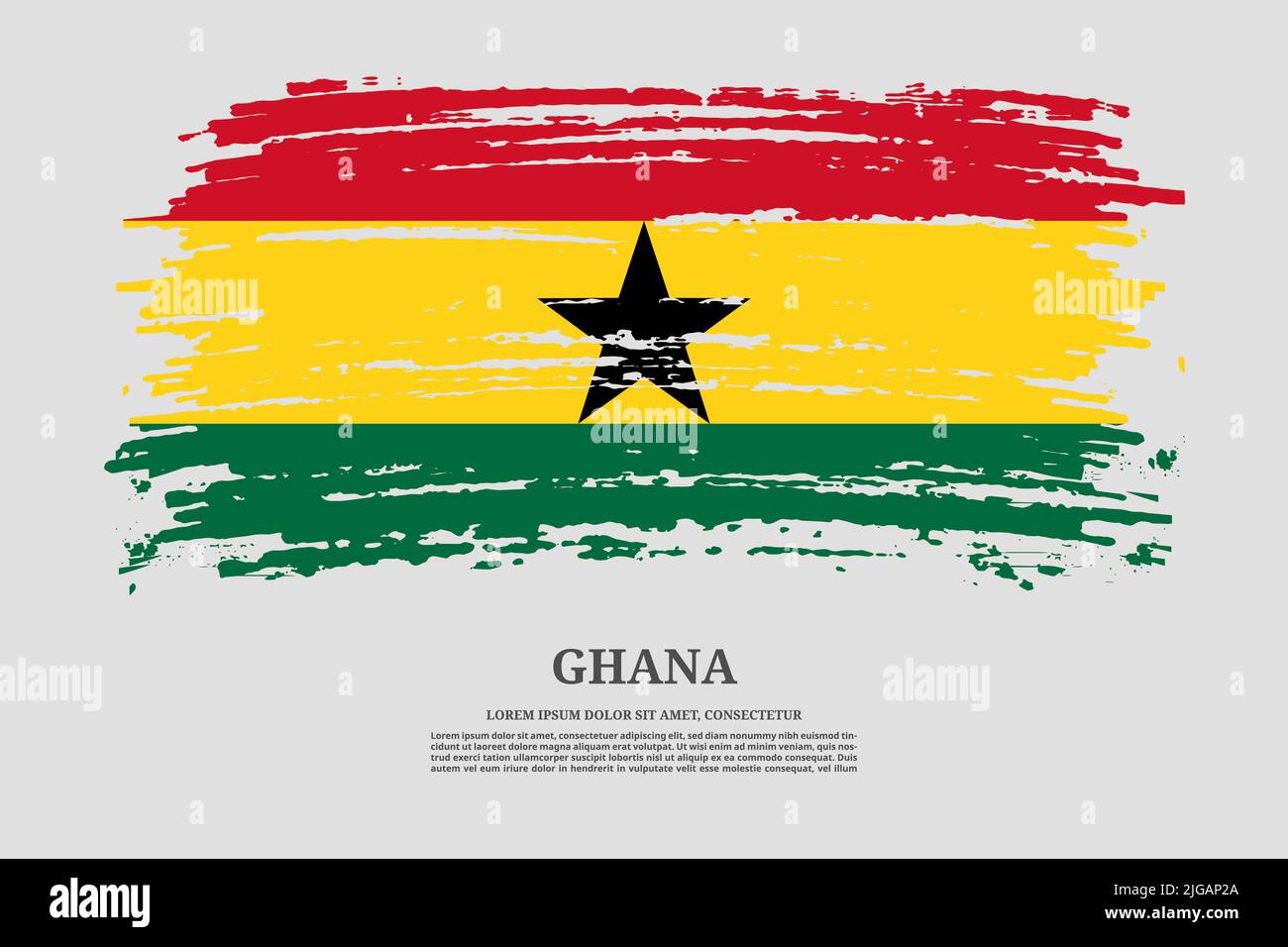 Ghana flag with brush stroke effect and information text poster, vector ...