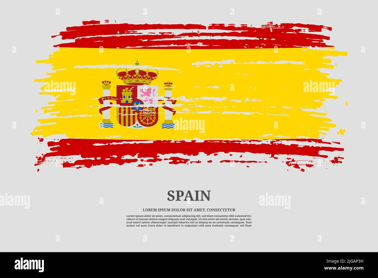 Spain flag with brush stroke effect and information text poster, vector ...