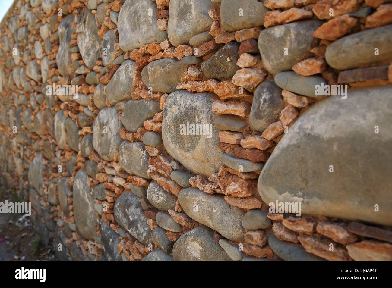 Traditional wall build os stones, typical for villages in Cyprus Stock ...