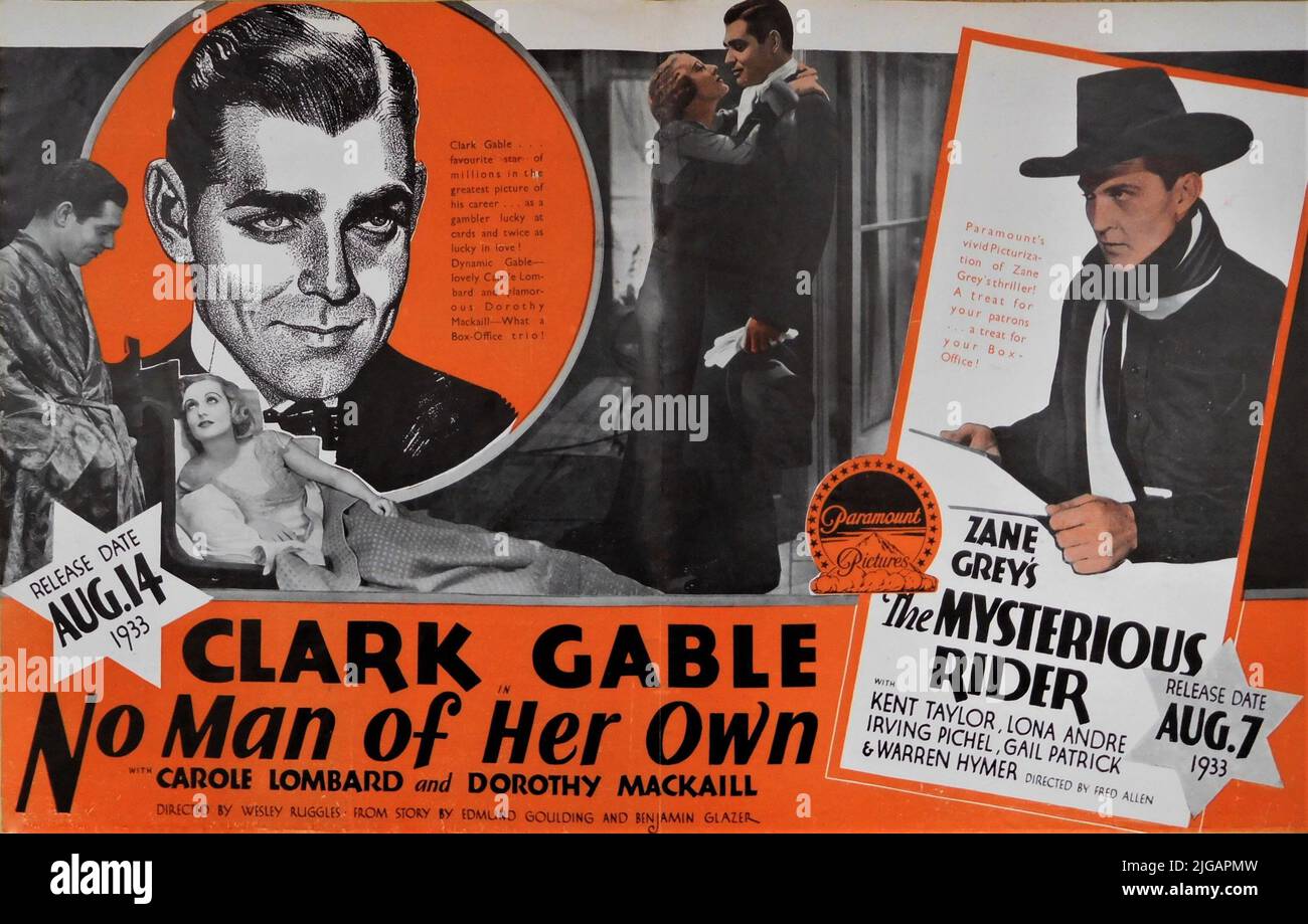 British Trade Ad from April 1933 for August Releases of CLARK GABLE CAROLE LOMBARD and DOROTHY ...