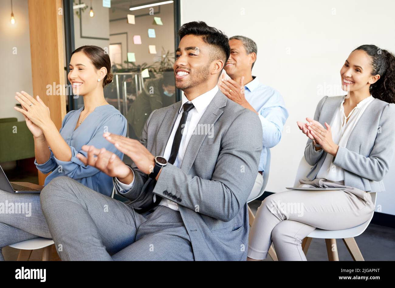 Woman clapping hands waiting hi-res stock photography and images - Alamy
