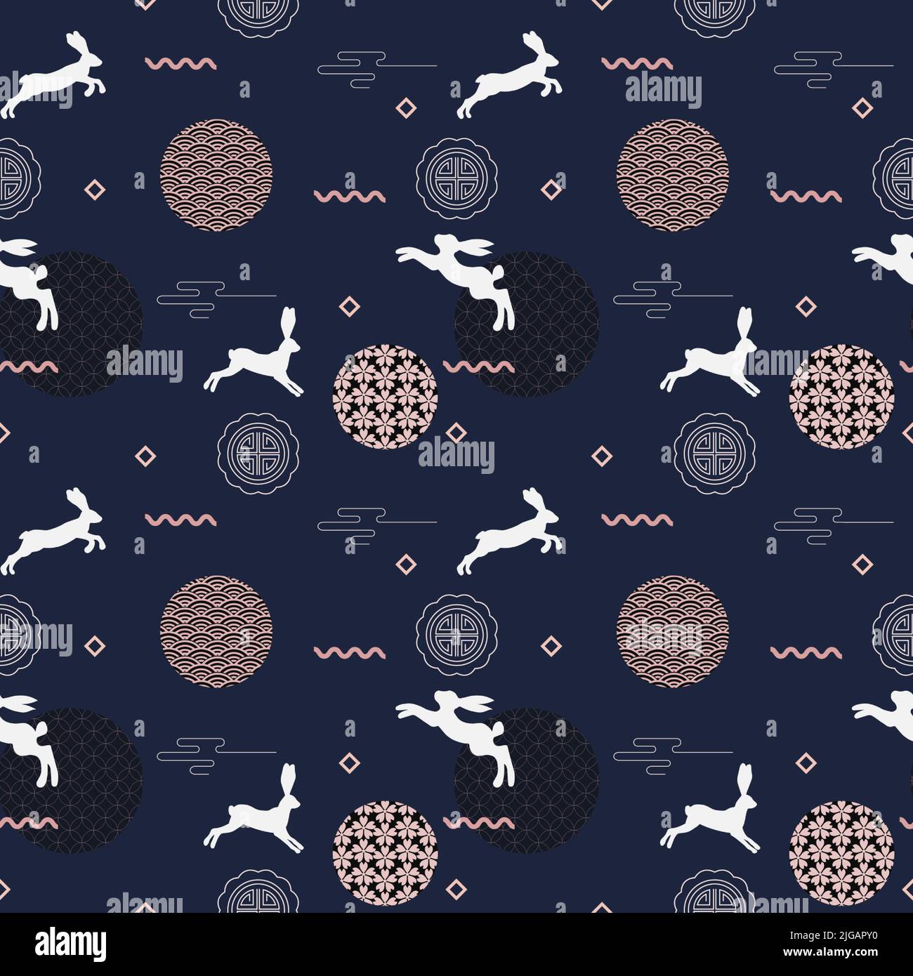 Mid autumn festival square banner with traditional patterns, cute ...