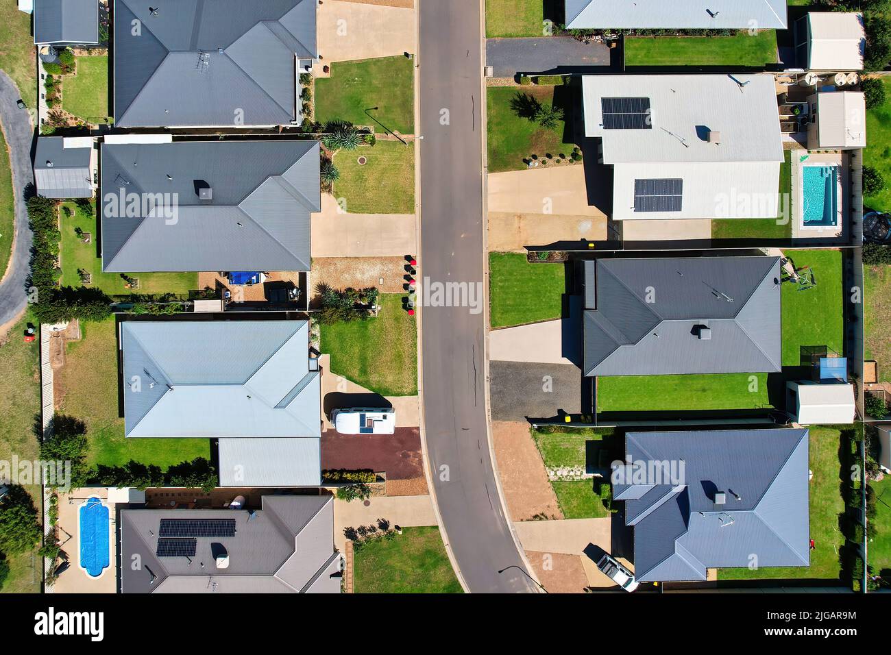 Overhead View of Houses in New Suburban Development in Australia Stock ...