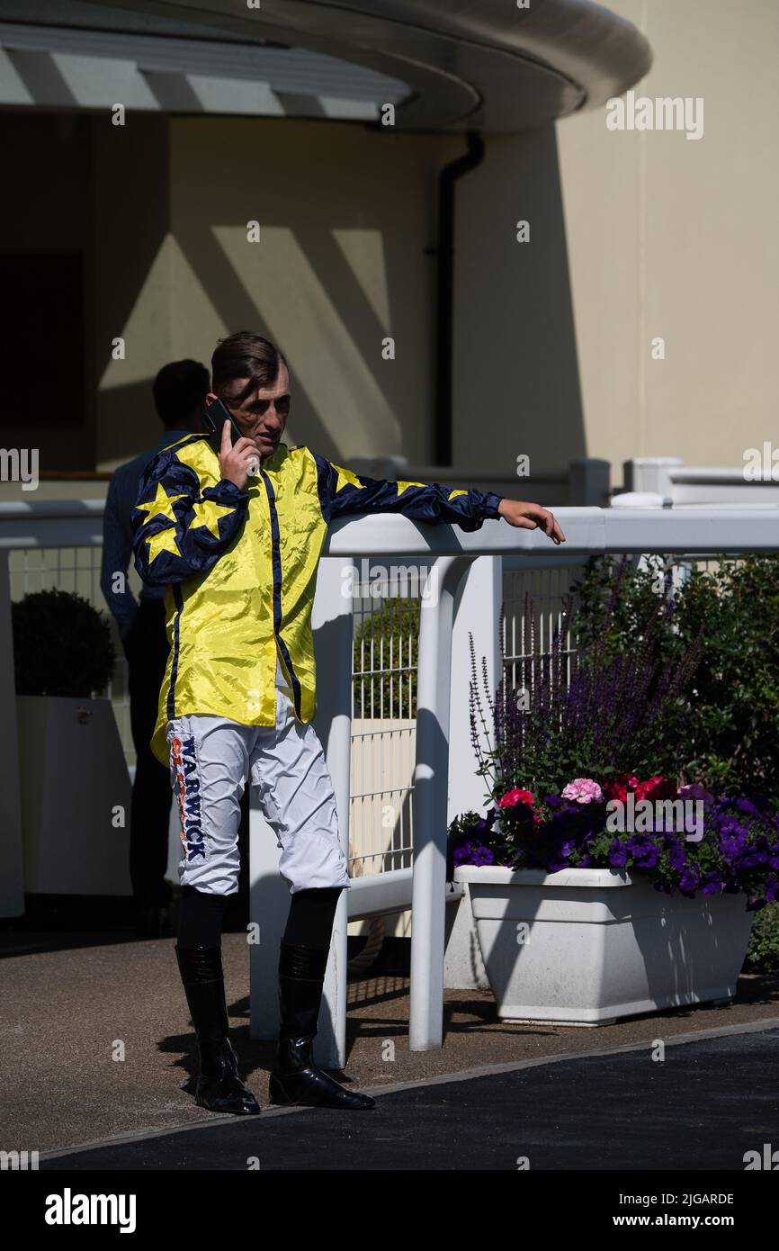 Ascot, Berkshire, UK. 8th July, 2022. Jockey Trevor Whelan before the ...