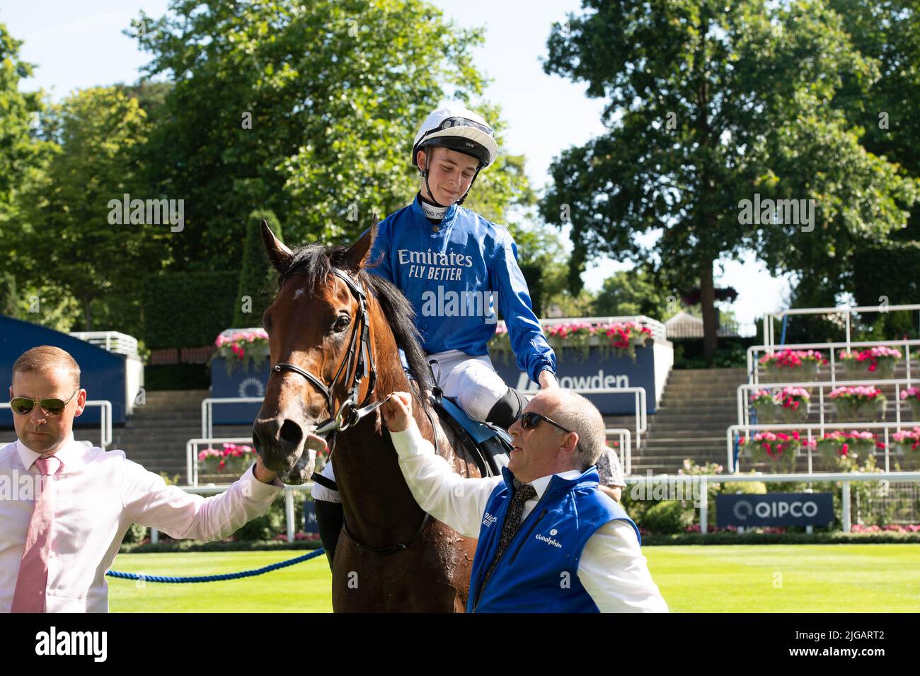 Ascot, Berkshire, UK. 8th July, 2022. Horse First Ruler (number 3 ...