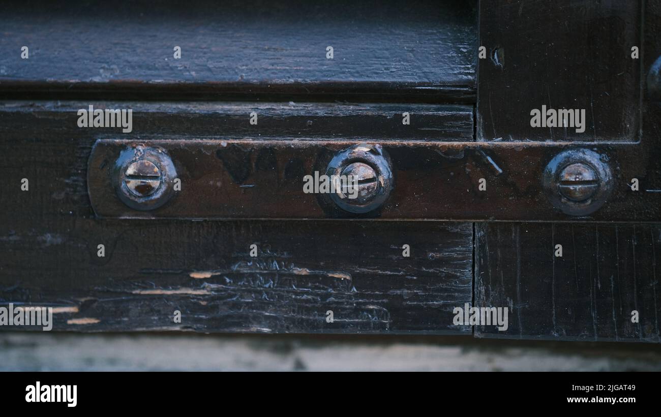 Old rustic window frame fixing Stock Photo - Alamy