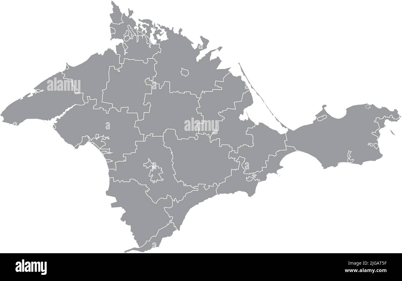 Gray map of raions and city municipalities of the CRIMEA, UKRAINE Stock ...