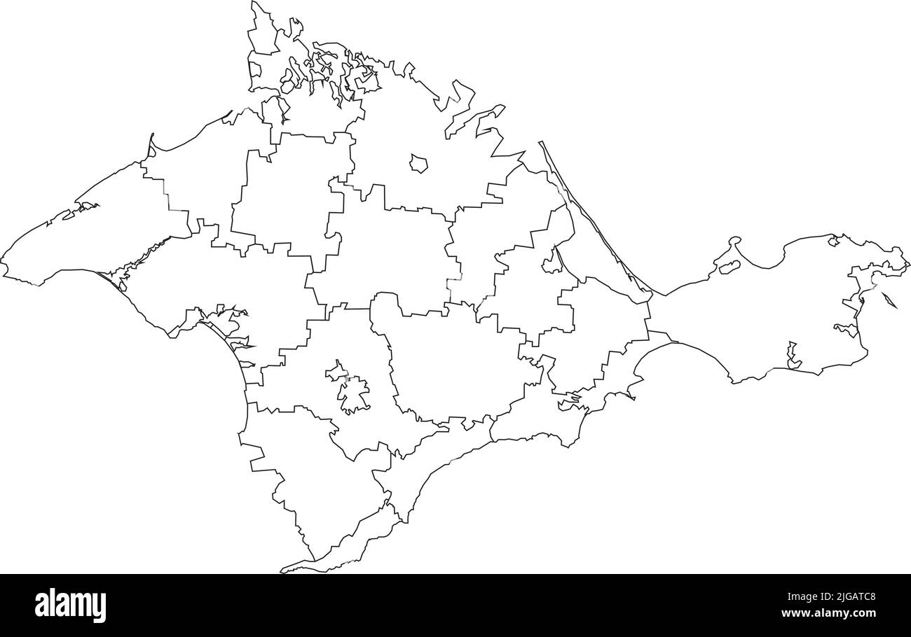 White map of raions and city municipalities of the CRIMEA, UKRAINE ...
