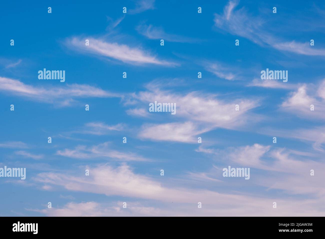 Summer blue sky, cirrus clouds. Beauty, clear, cloudy in the sun Stock ...
