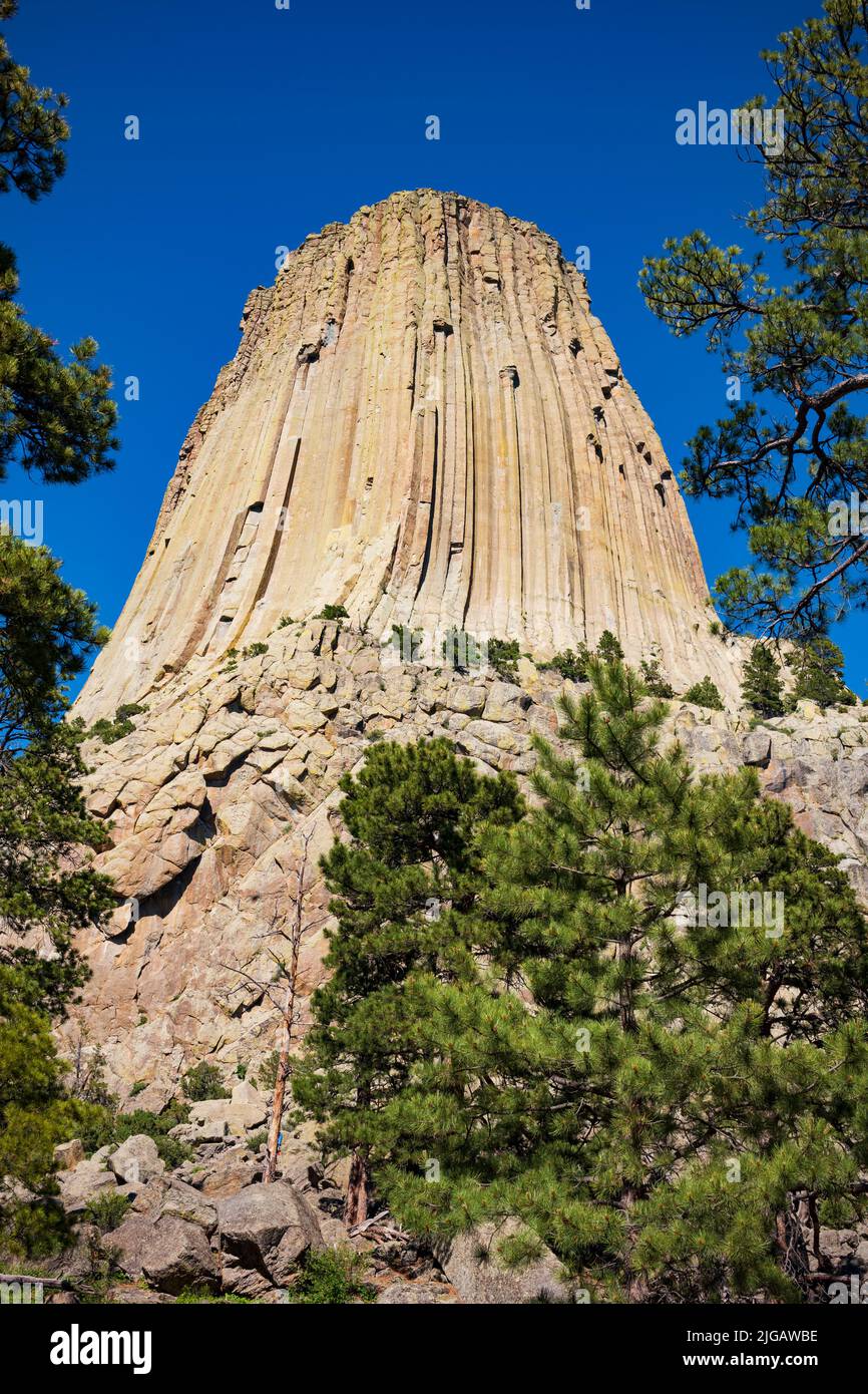 The Devils Tower, a geologic feature that protrudes out of the prairie ...
