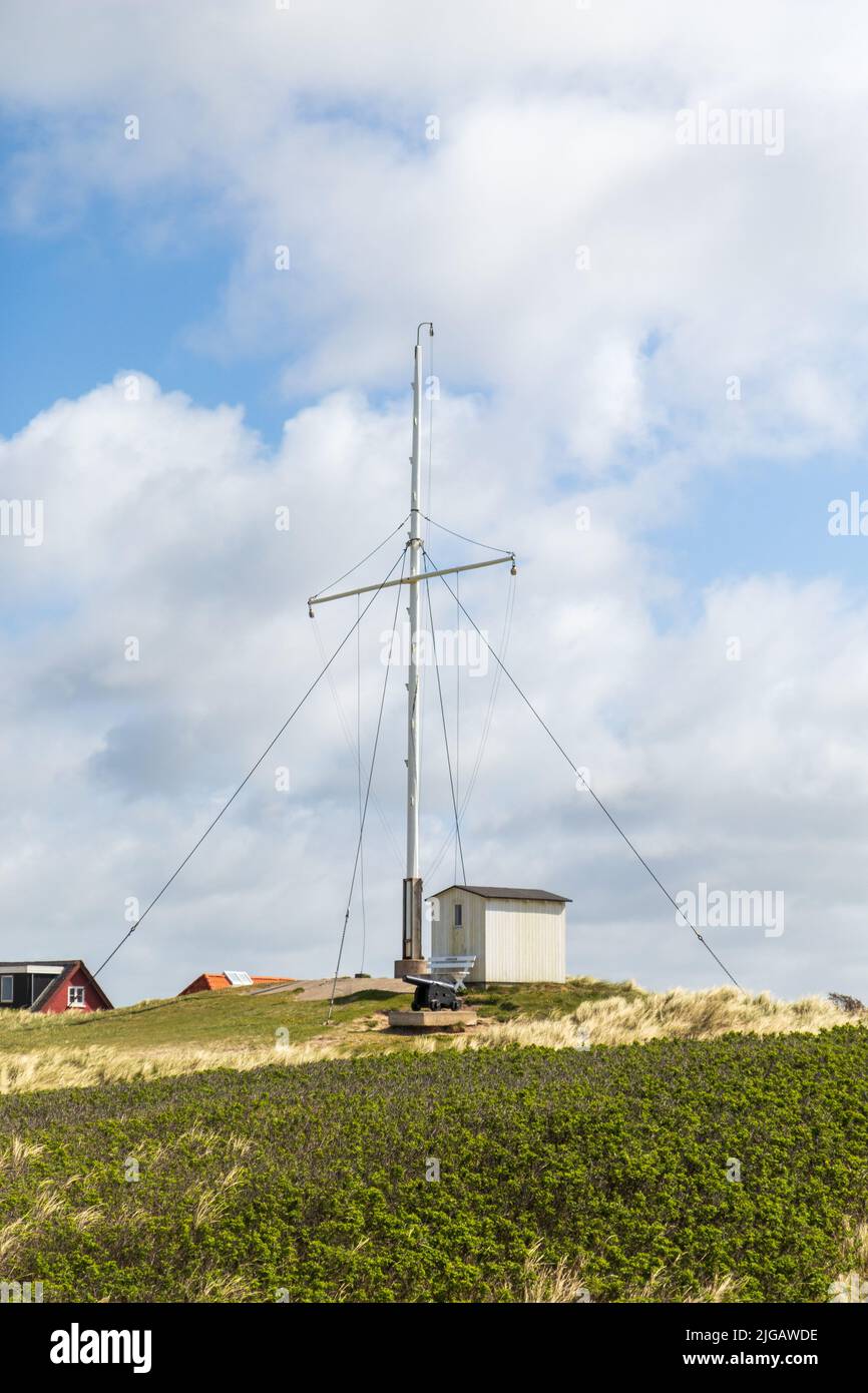 Danger signal mast in Loekken Stock Photo - Alamy