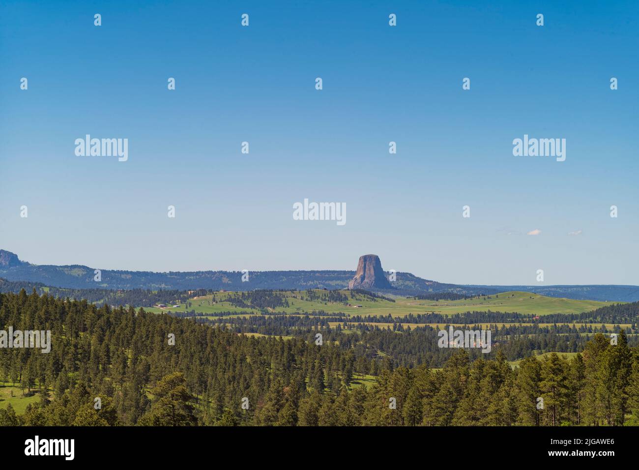 The Devils Tower, a geologic feature that protrudes out of the prairie ...