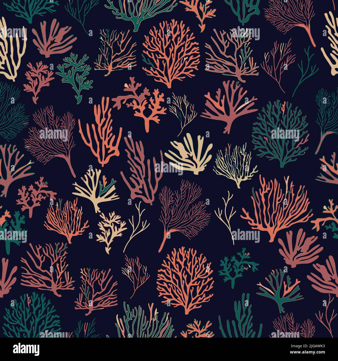 Coral reef seamless pattern. Colorful fashion background. Perfect for ...