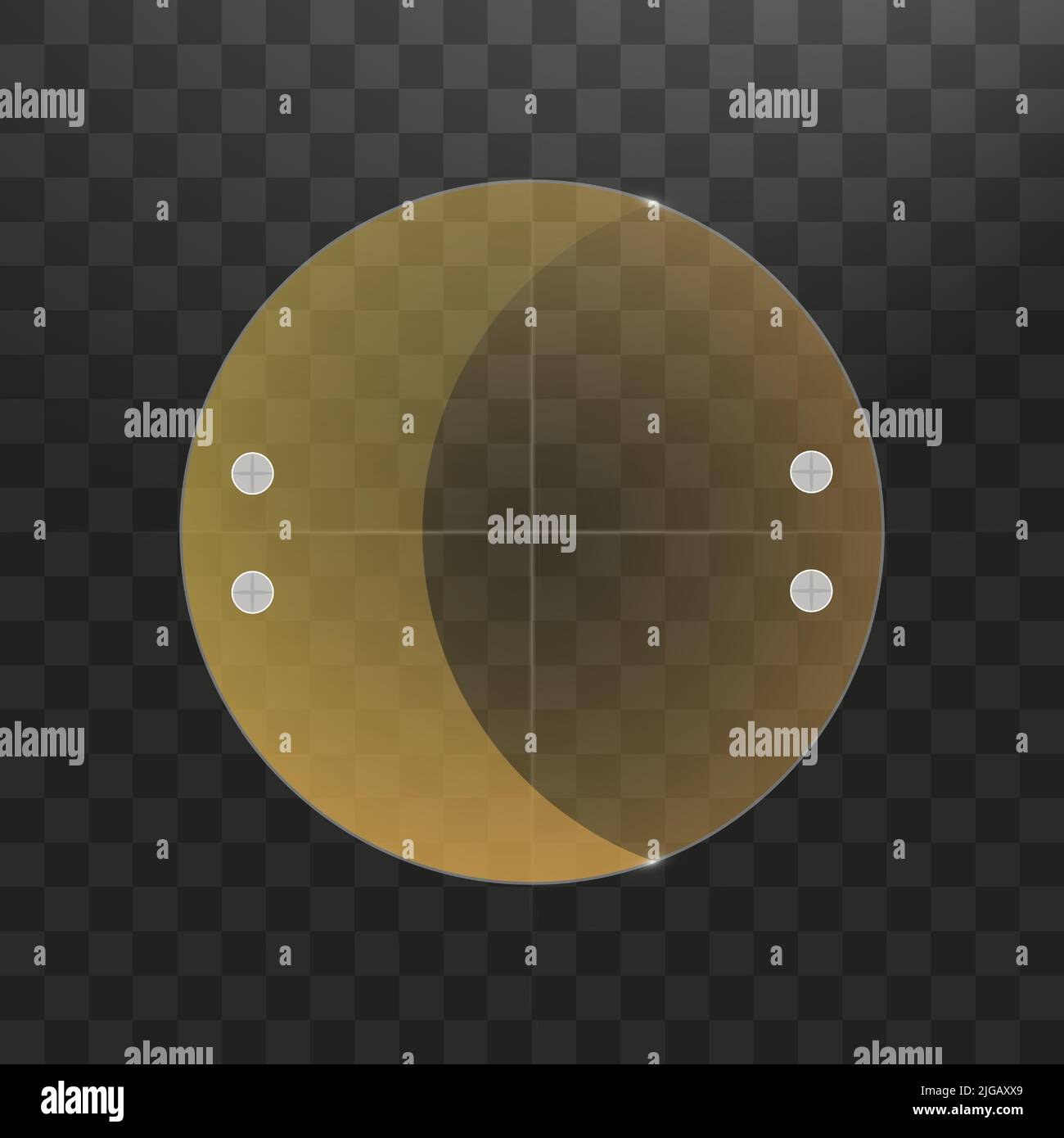 Glass plate are installed. Vector circle glass banner on a transparent ...