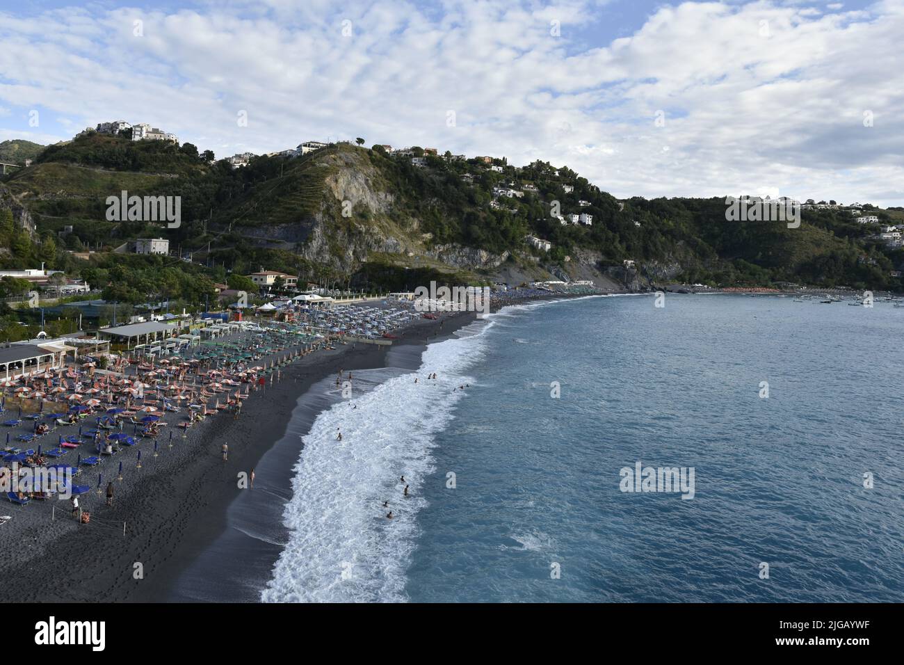 A beautiful view of the Calabrian sea under the cloudy sky in Italy ...