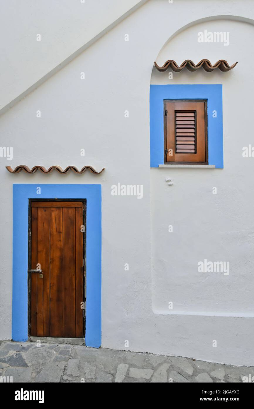 The colored facade of an old house in San Nicola Arcella, calabrian ...