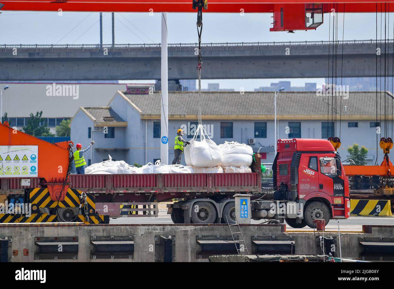 HEFEI, CHINA - JULY 1, 2022 - Loading and unloading operations at the ...