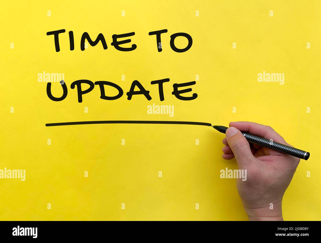Time To Update text on yellow cover background. Update concept Stock ...